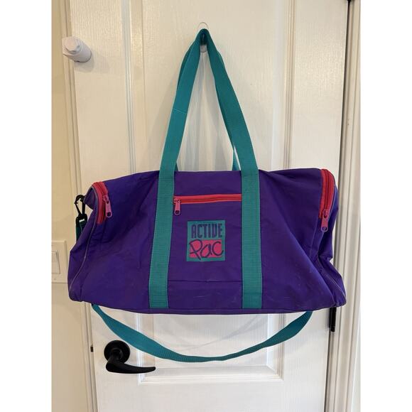 Active Pac | Bags | Rare Vintage 8s Active Pac Duffle Purple Teal Pink ...